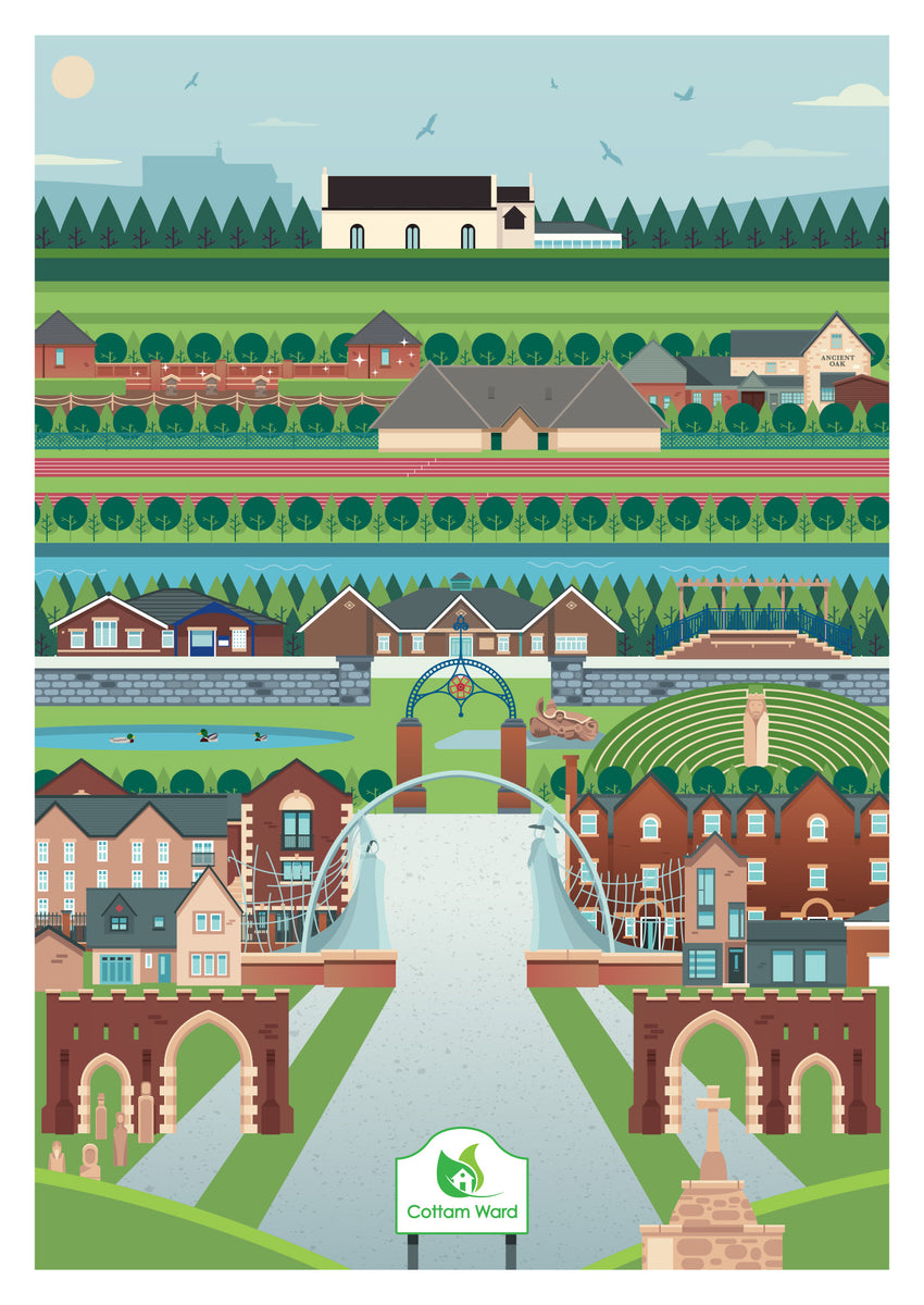 Cottam Montage, Preston Poster Print – DaveRobshop