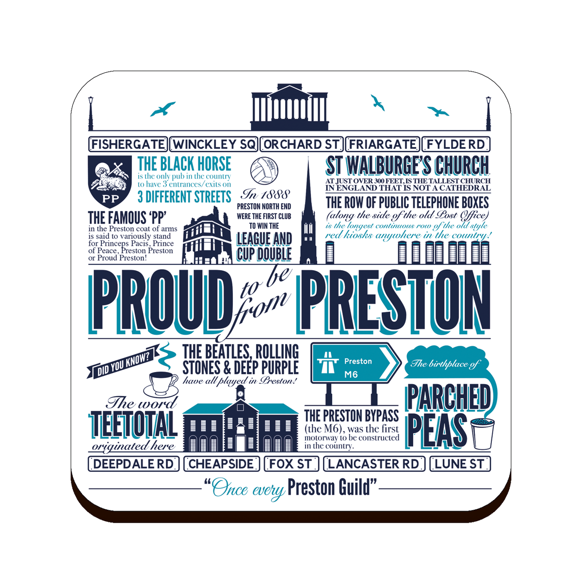 Proud to be from Preston drinks coaster – DaveRobshop