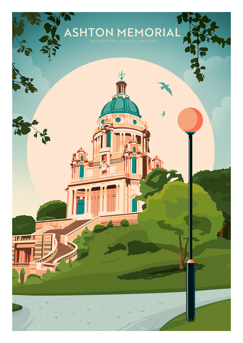 Ashton Memorial, Williamson Park, Lancaster, Lancashire Travel Poster ...