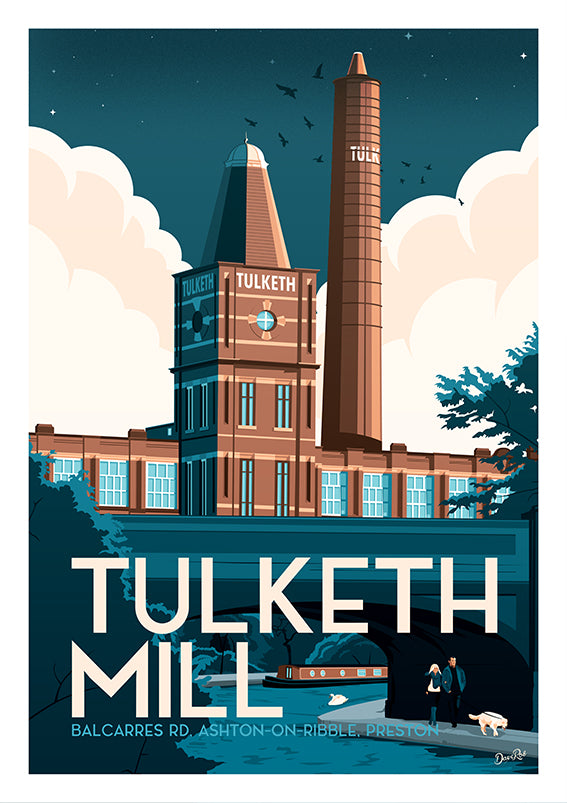 Tulketh Mill in Preston Vintage Travel Poster Print – DaveRobshop