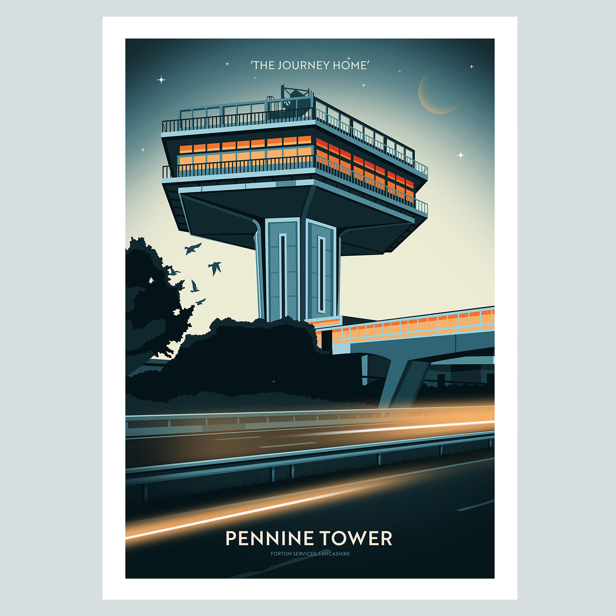 Pennine Tower, Forton Services, Forton, Lancashire Travel Poster Print ...