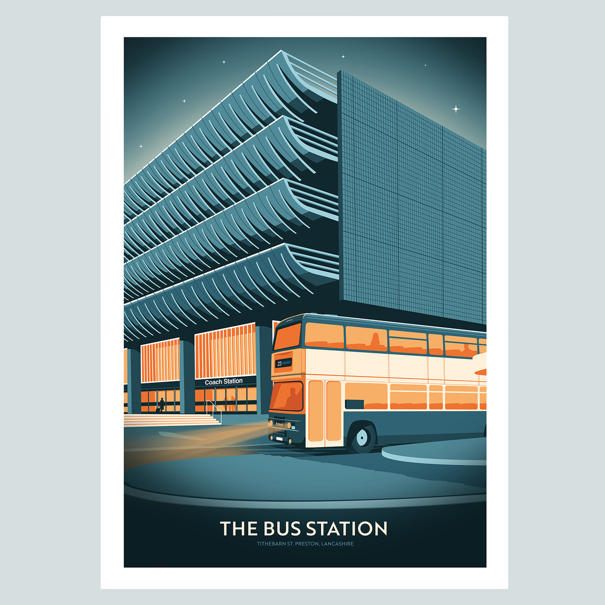 The Bus Station, Preston Lancashire Travel Poster Print – DaveRobshop